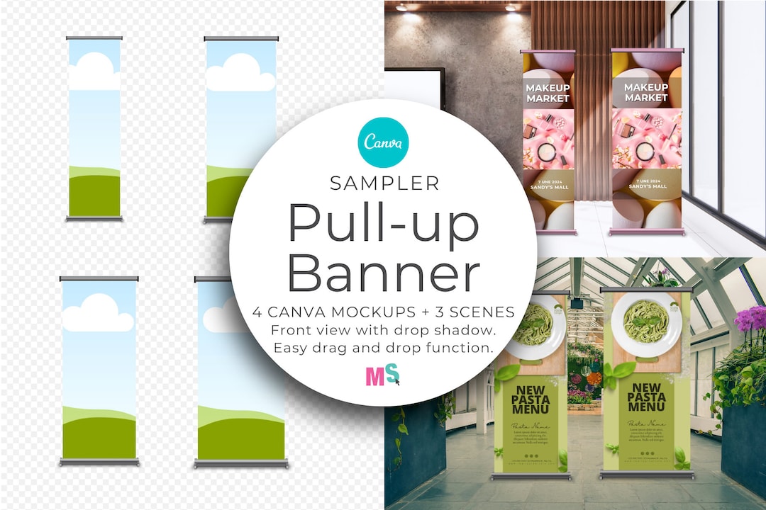 Pull up Banner Mockup for Canva Sampler Template Wide Format Signage ...