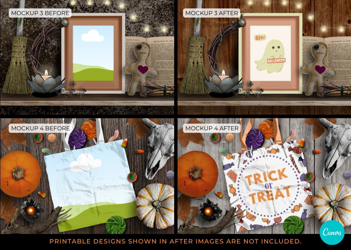 Halloween Mockups for Printables Canva Styled Halloween - Etsy