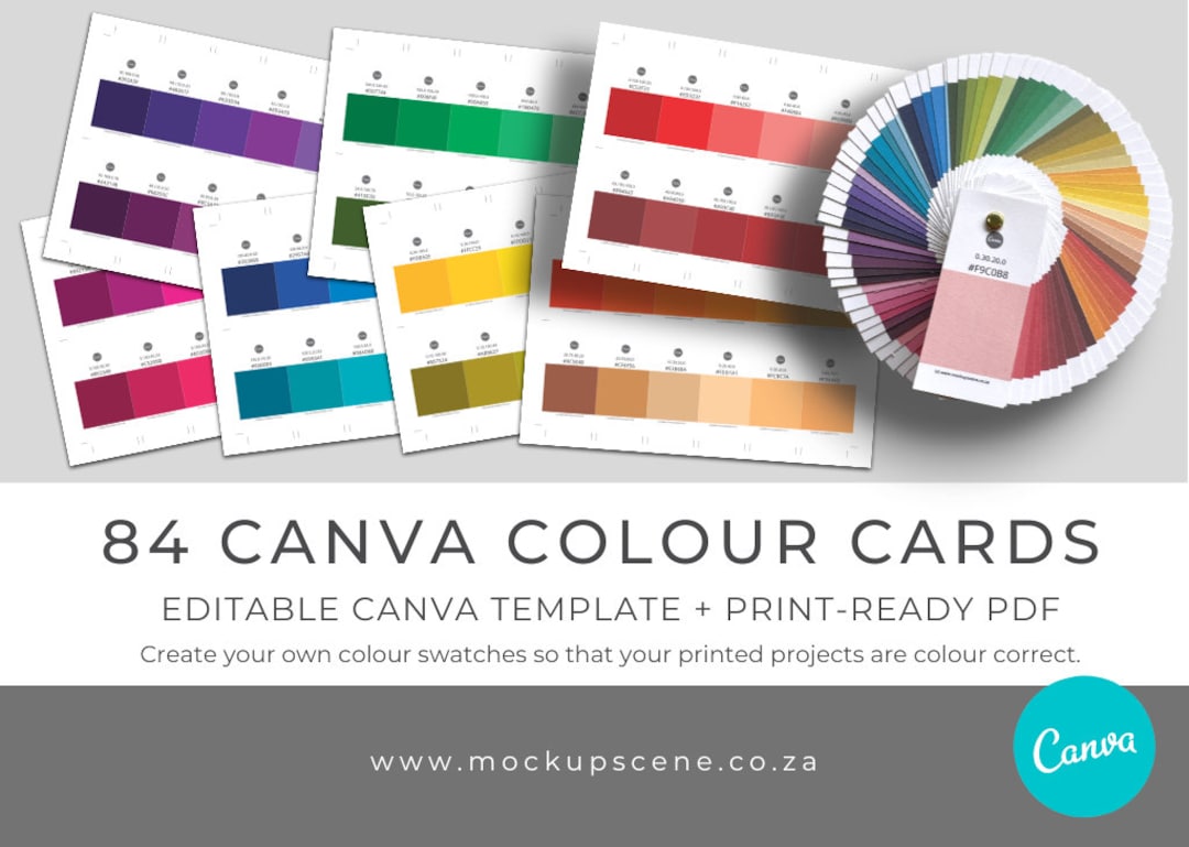 84 Printable Colour Reference Cards Canva Template Printable Colour ...