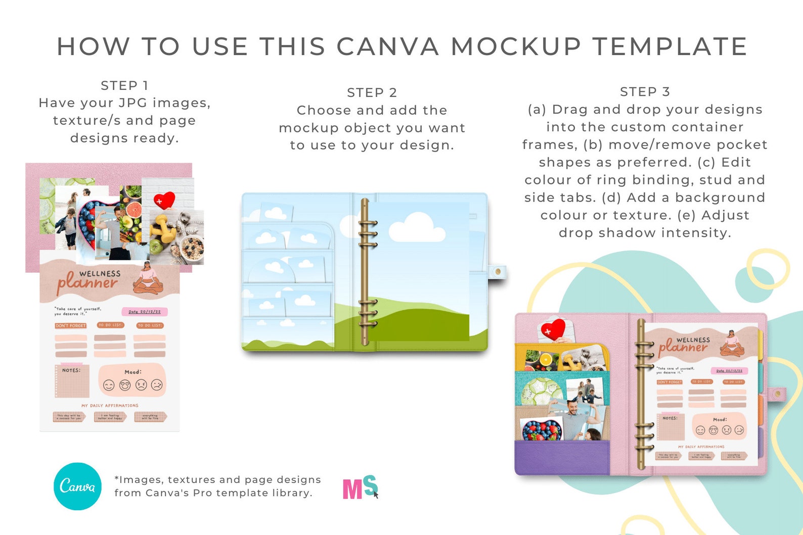 Planner Mockup Canva Template Adjustable Pages for Digital Planners ...