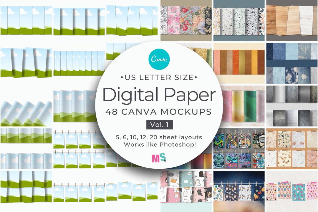 Digital Paper Mockup Set for Canva US Letter Printable Papers Wall Art ...