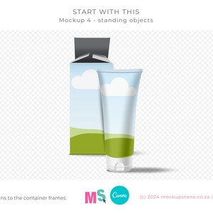 Lotion Tube and Box Canva Mockup Template for Cosmetic Packaging ...