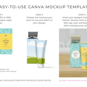 Lotion Tube and Box Canva Mockup Template for Cosmetic Packaging ...