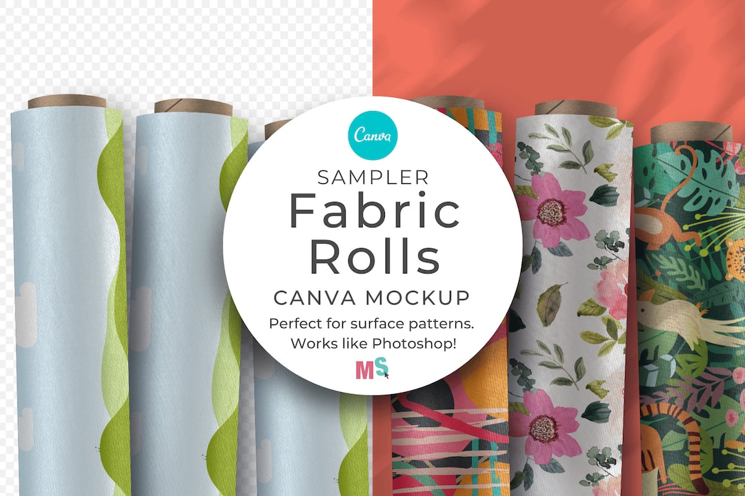 Fabric Rolls Mockup for Canva Textile Mockups Canva Surface Pattern ...
