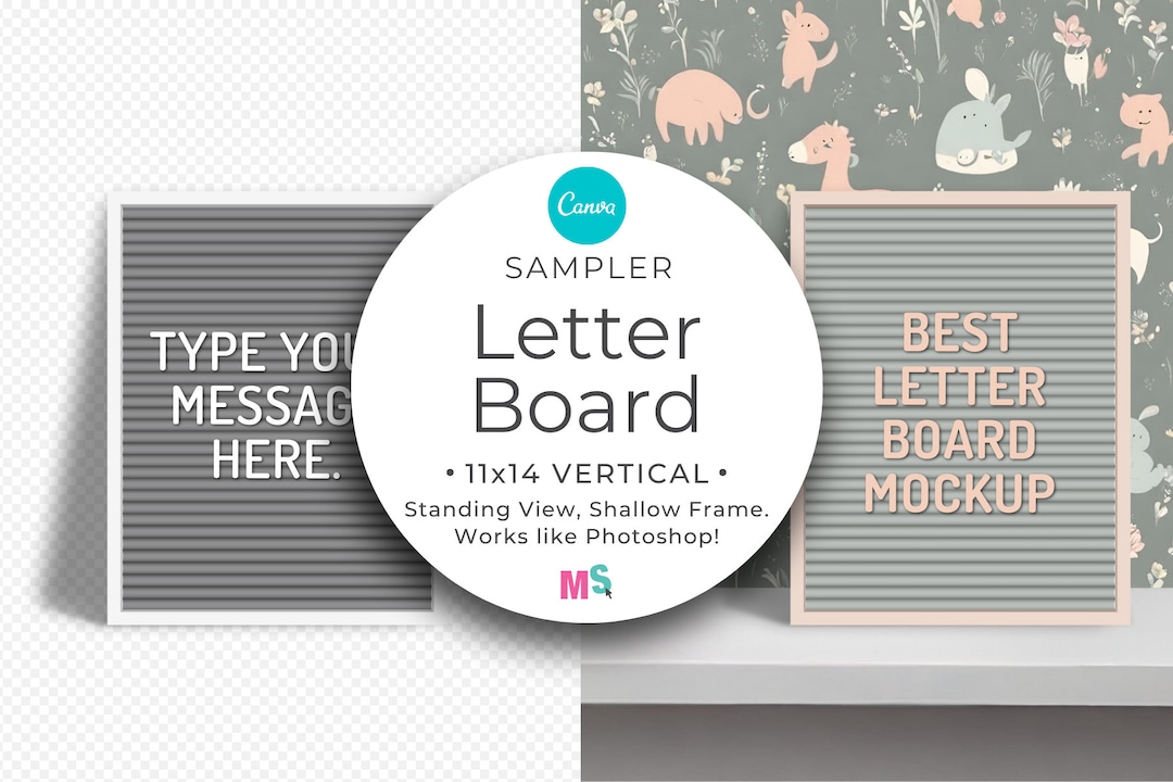 Letter Board Mockup Canva Template 11x14 Sampler Standing Portrait ...
