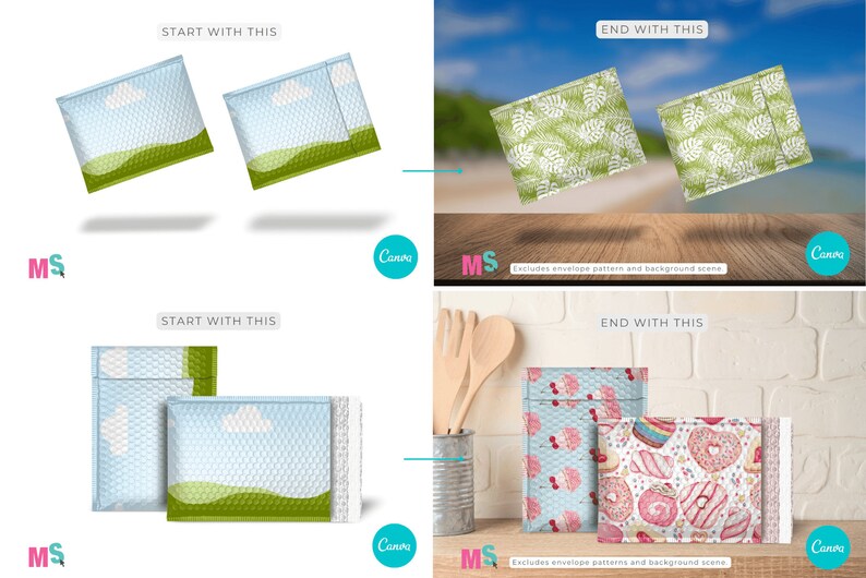 Bubble Mailer Mockup Canva Template 10x13 Inch Shipping Envelope Mock ...