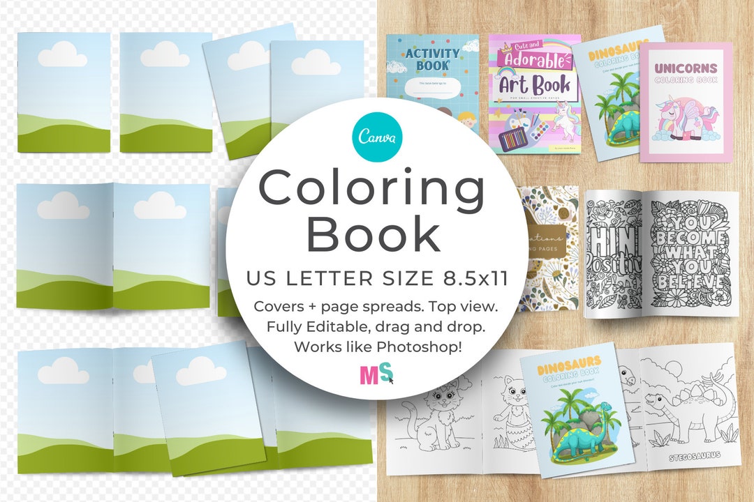 Coloring Book Canva Mockup US Letter Size 8.5x11 Workbook Page Activity ...