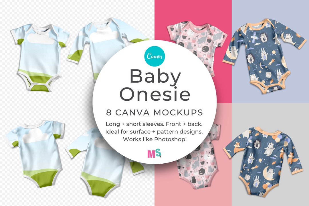 Baby Onesie Canva Mockup Bodysuit Babygrow Infant Toddler Apparel ...