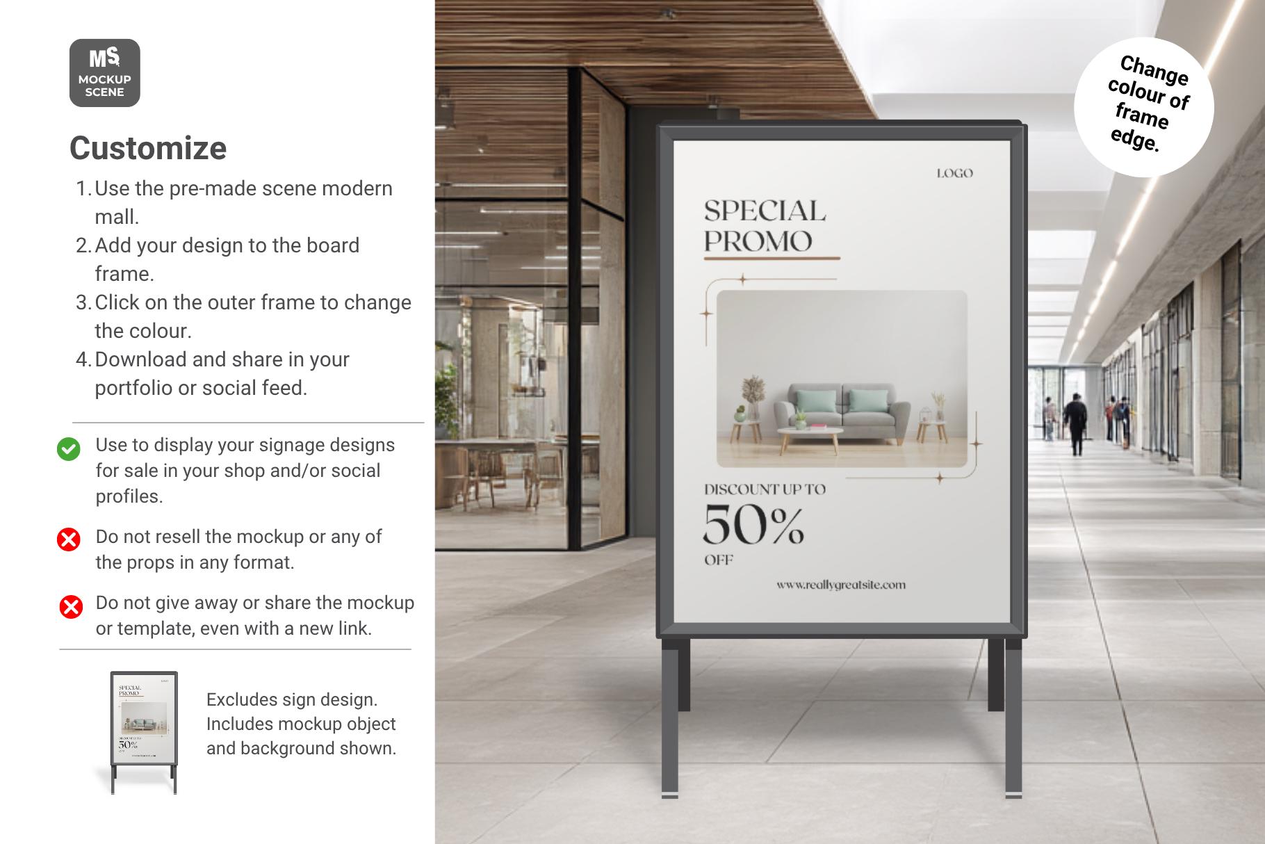 Sandwich Board Canva Smart Mockup for A2 to A4 Poster Display Size for ...