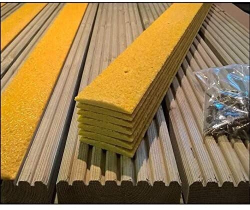 Yellow Decking Strips Non Slip 1200mm X 50mm With Pre Drilled Holes and ...