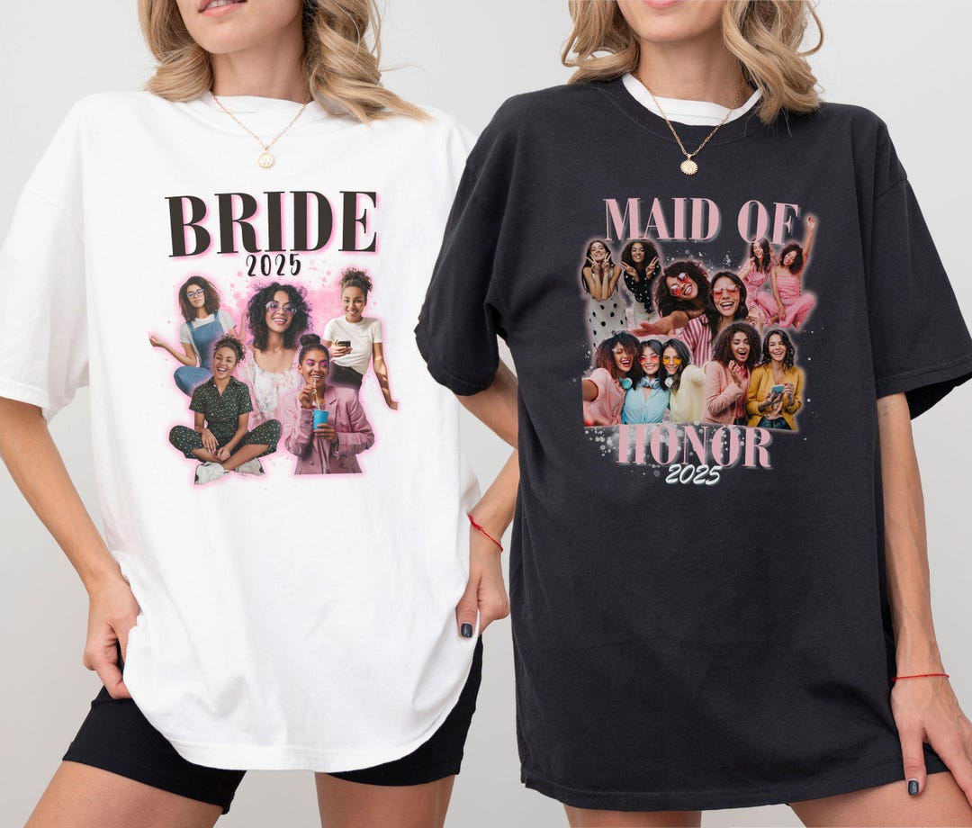 Custom Bootleg Maid of Honor Shirt, 90s Style Wedding Tee With Bride ...