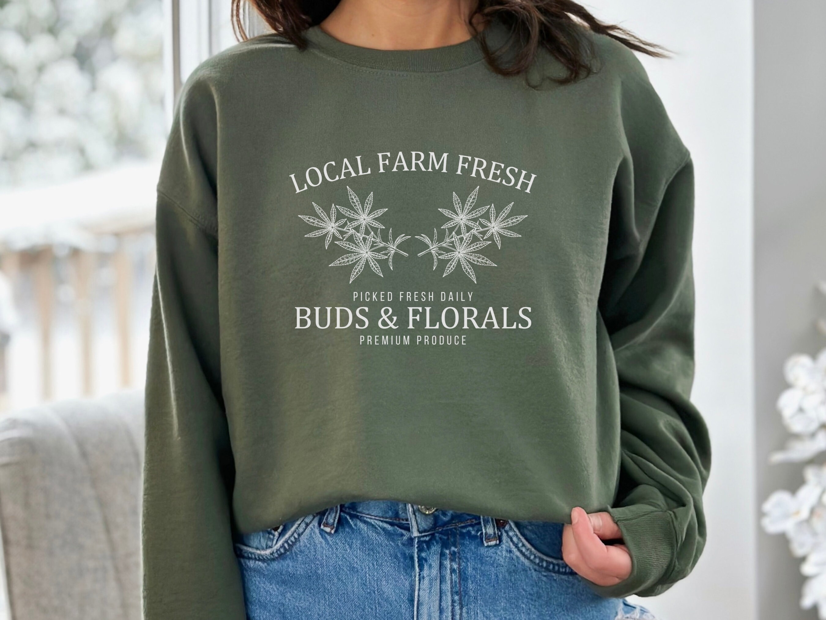 Local Farm Fresh Sweatshirt, Cannabis Smoker Sweater, Funny Weed Shirt ...