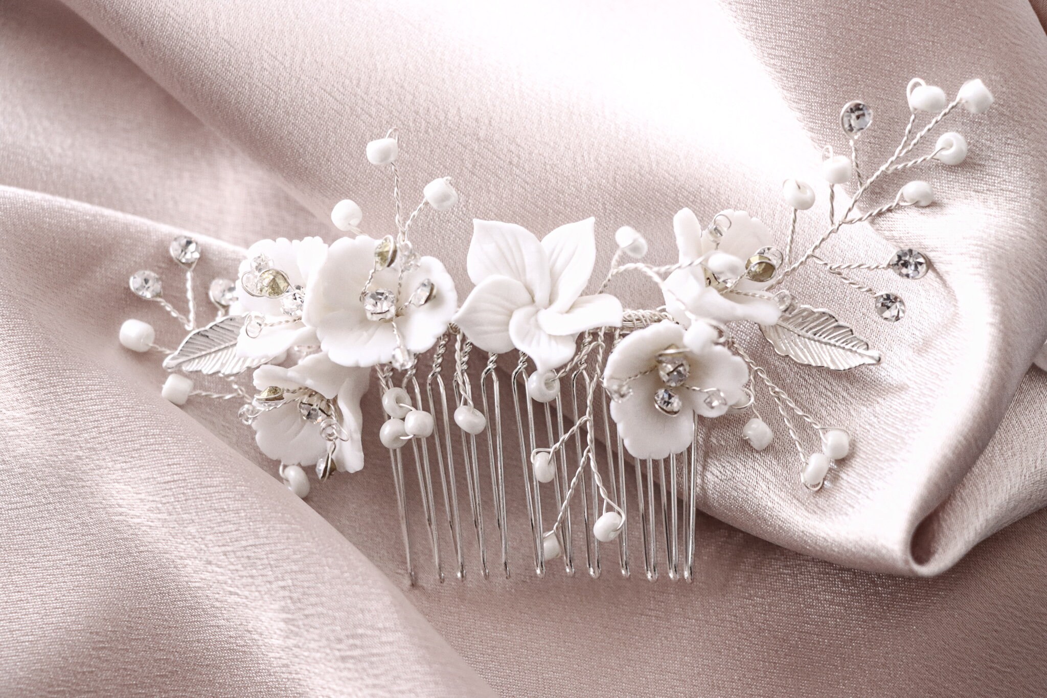 Floral Hair Comb for Weddings, Bridal Hair Comb, Vintage Hair Comb ...