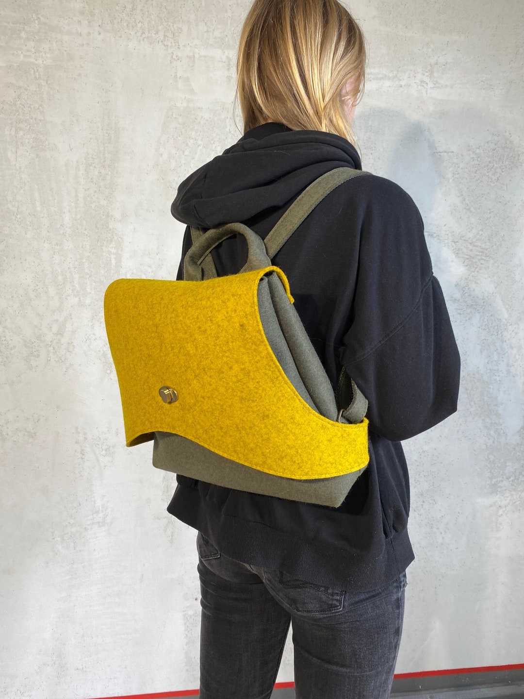 Merino Wool Felt Safety Backpack, Travel Backpack, Natural Felt ...