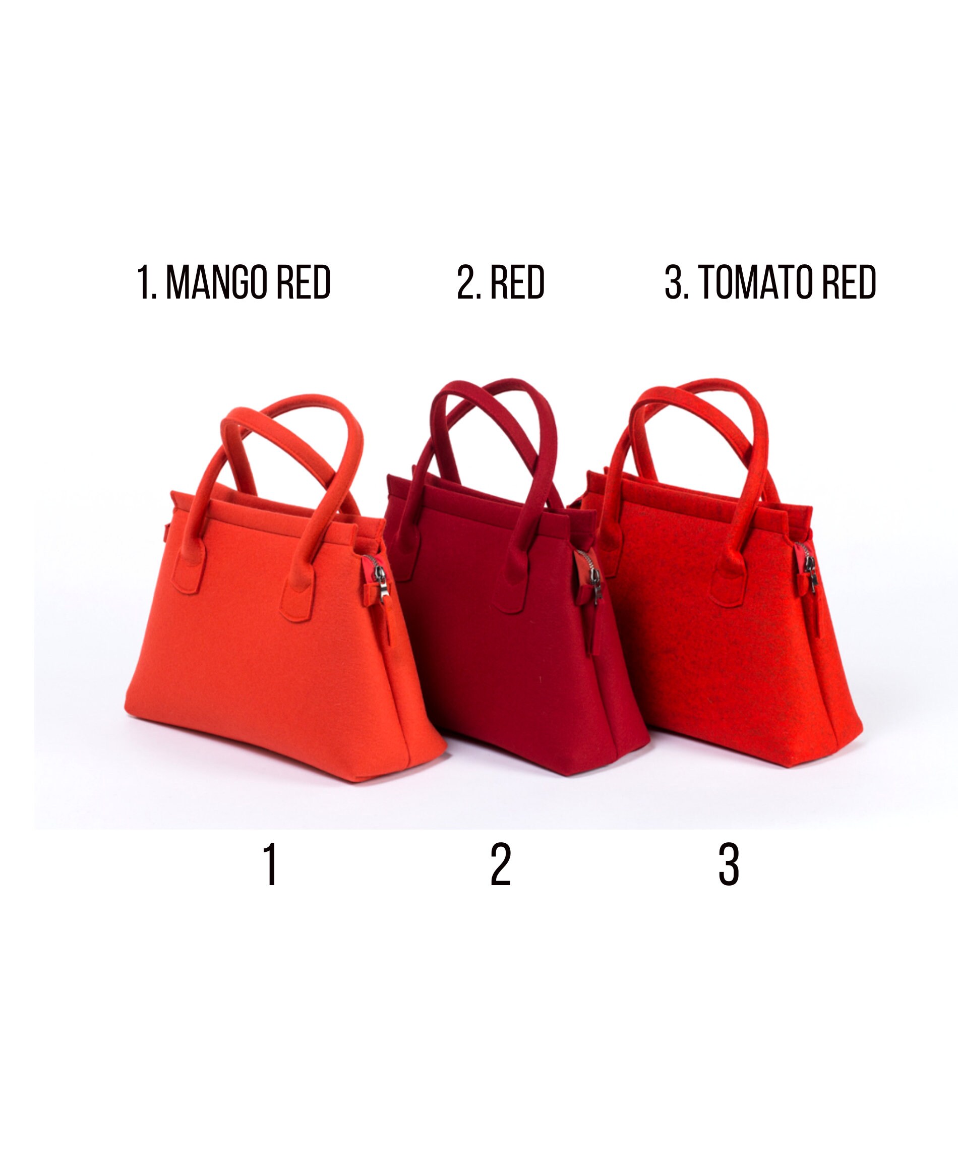 Red Color Tote Bag, Elegant Women Bag, Classic Office Bag, Merino Wool ...