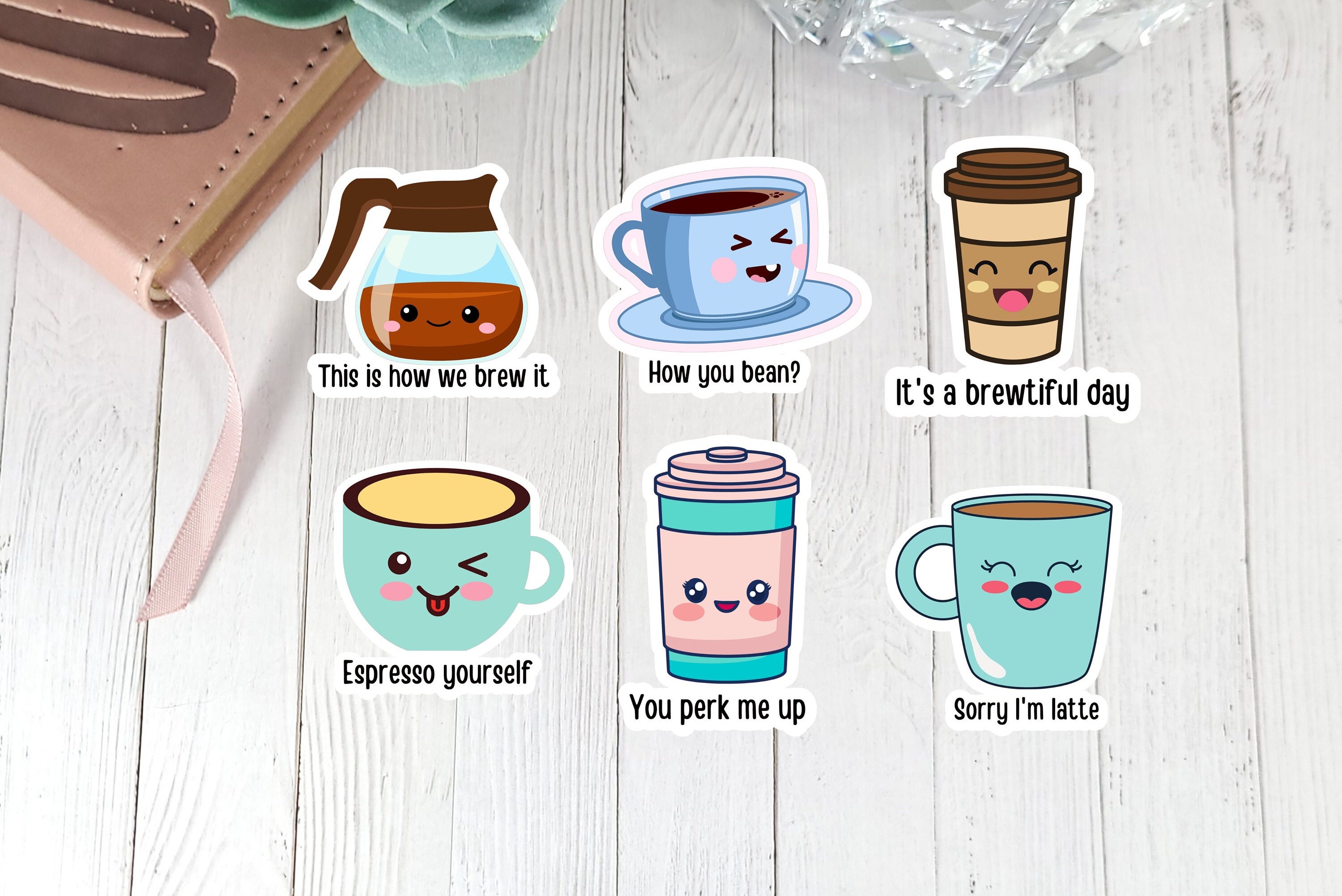 Coffee Puns Sticker Sheet Coffee Sticker Pack Gift for - Etsy
