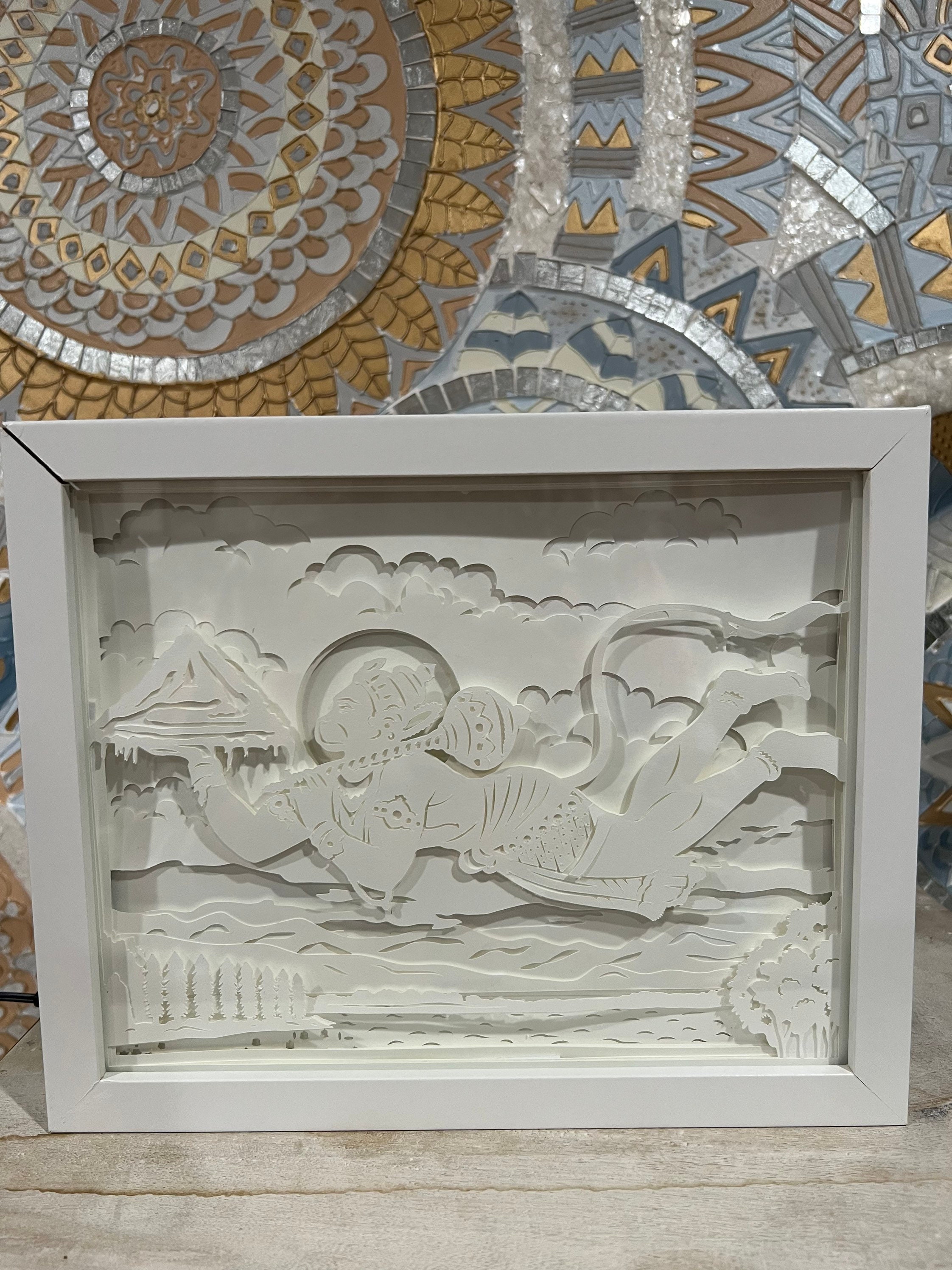 Hanuman Color Changing Light Shadowbox - Hanuman Chalisa, Hindu, South ...