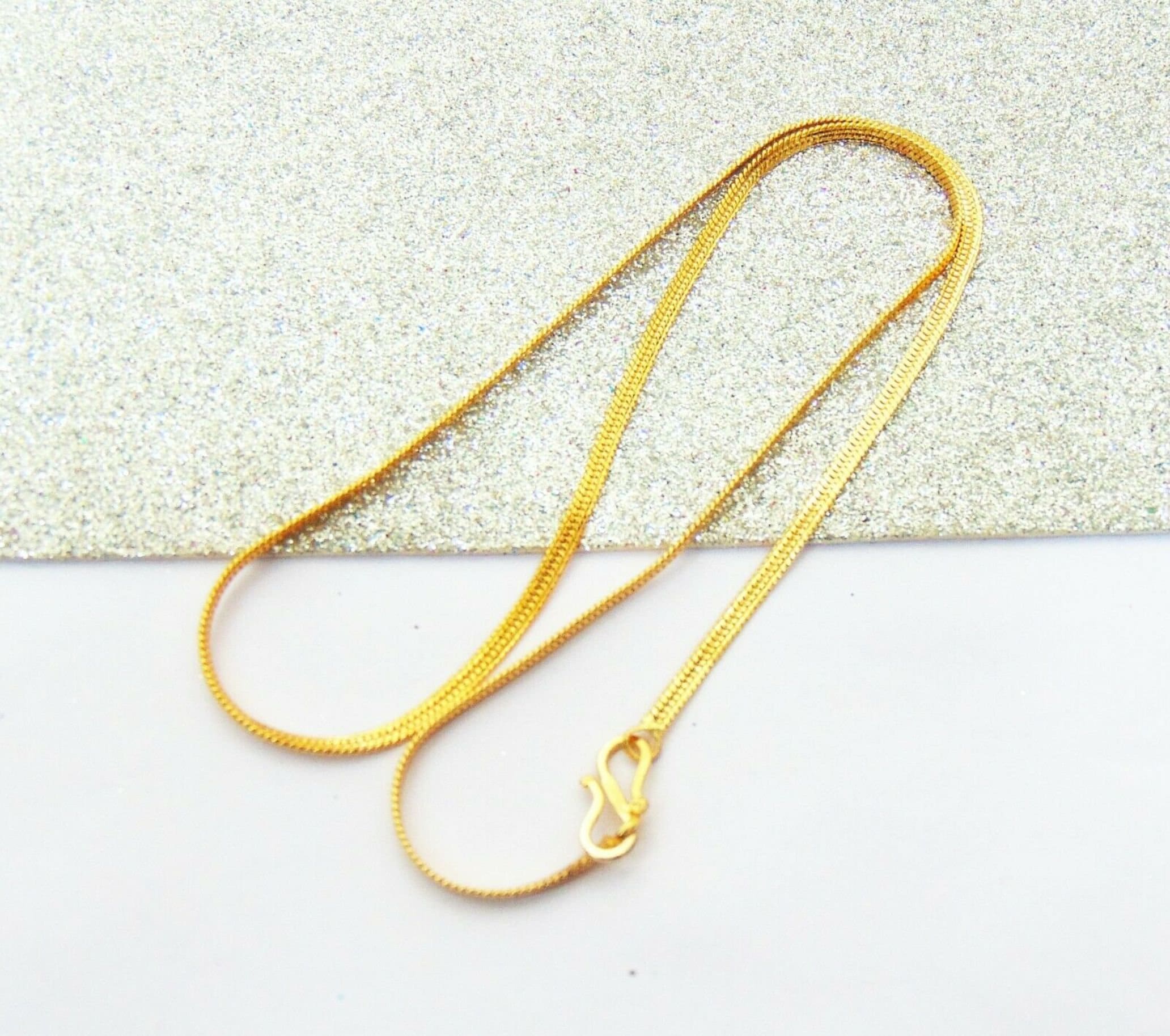 22K Gold Plated South Indian Chain Necklace - 20 Inch - Etsy