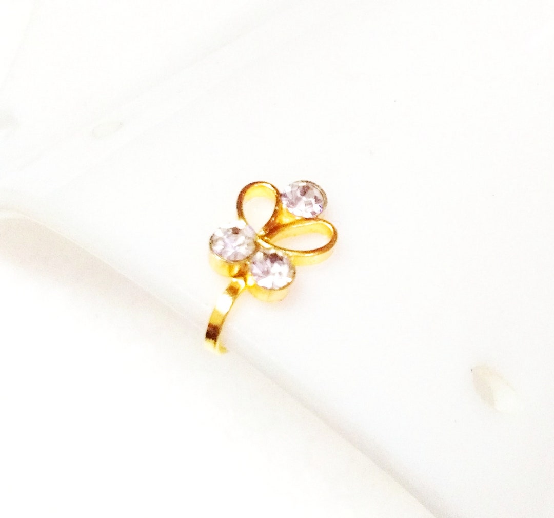 Gold Nose Cuff: CZ Indian No Piercing Clip on Nose Ring - Etsy