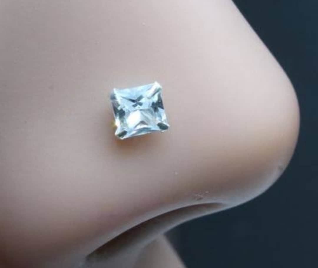 CZ Nose Stud Silver Indian 22k Gold Plated Nose Ring Body Piercing ...
