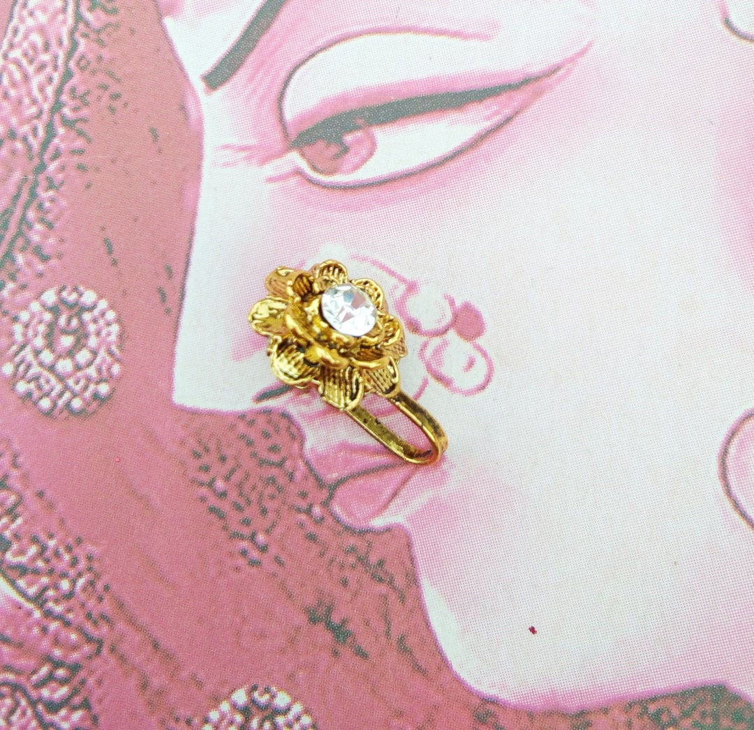 Indian Antique Gold Tiny Cute Nose Ring Nose Jewelry No Pierced Fake ...