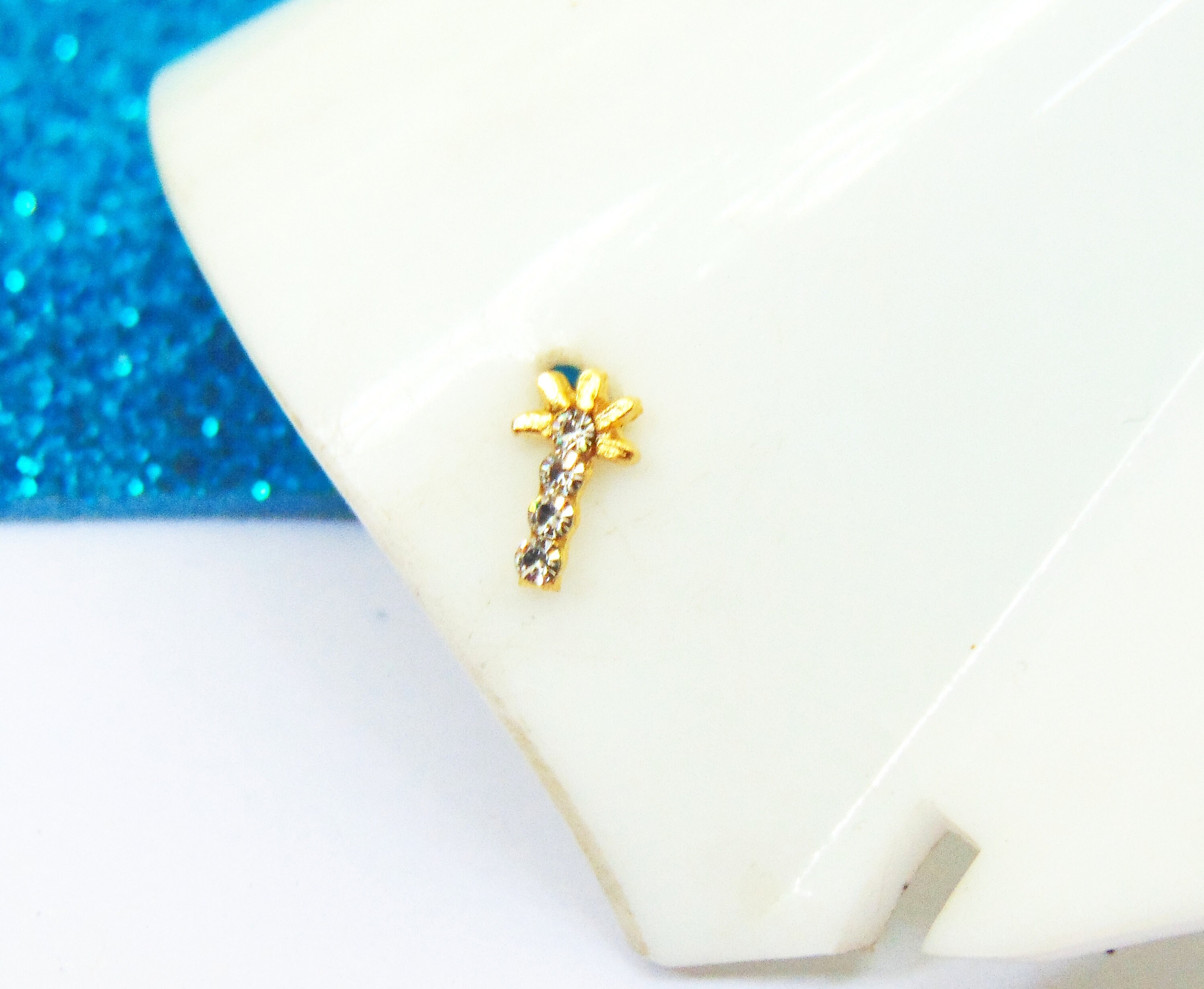 Pink Nose Dangle Nose Stud 22k Gold Plated AD Indian Nose Ring Women ...