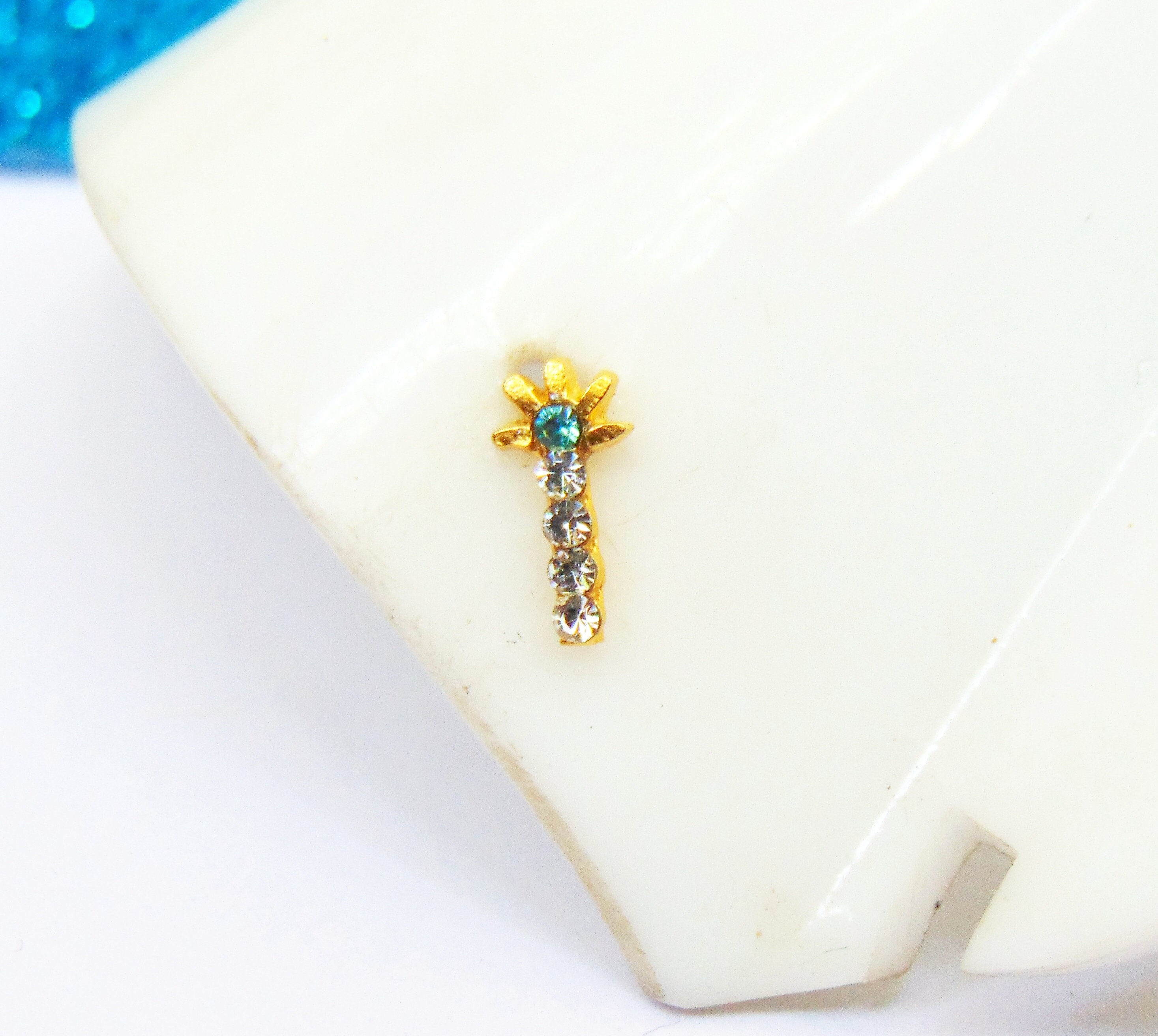 Pink Nose Dangle Nose Stud 22k Gold Plated AD Indian Nose Ring Women ...