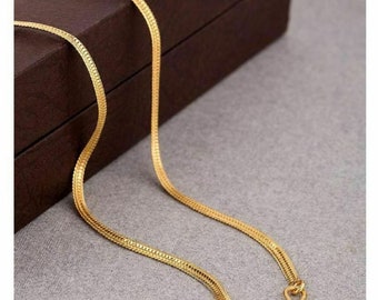 22K Gold Plated South Indian Flat 20 Long Chain Necklace Man Gold Chain Designer Ladies Gold Chain Gold Chain Necklace Men and Women s Gift Etsy
