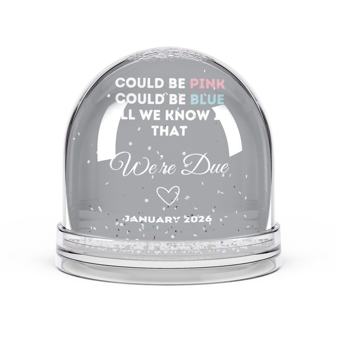 Personalized Baby Announcement Snow Globe, We're Due, Baby Reveal ...