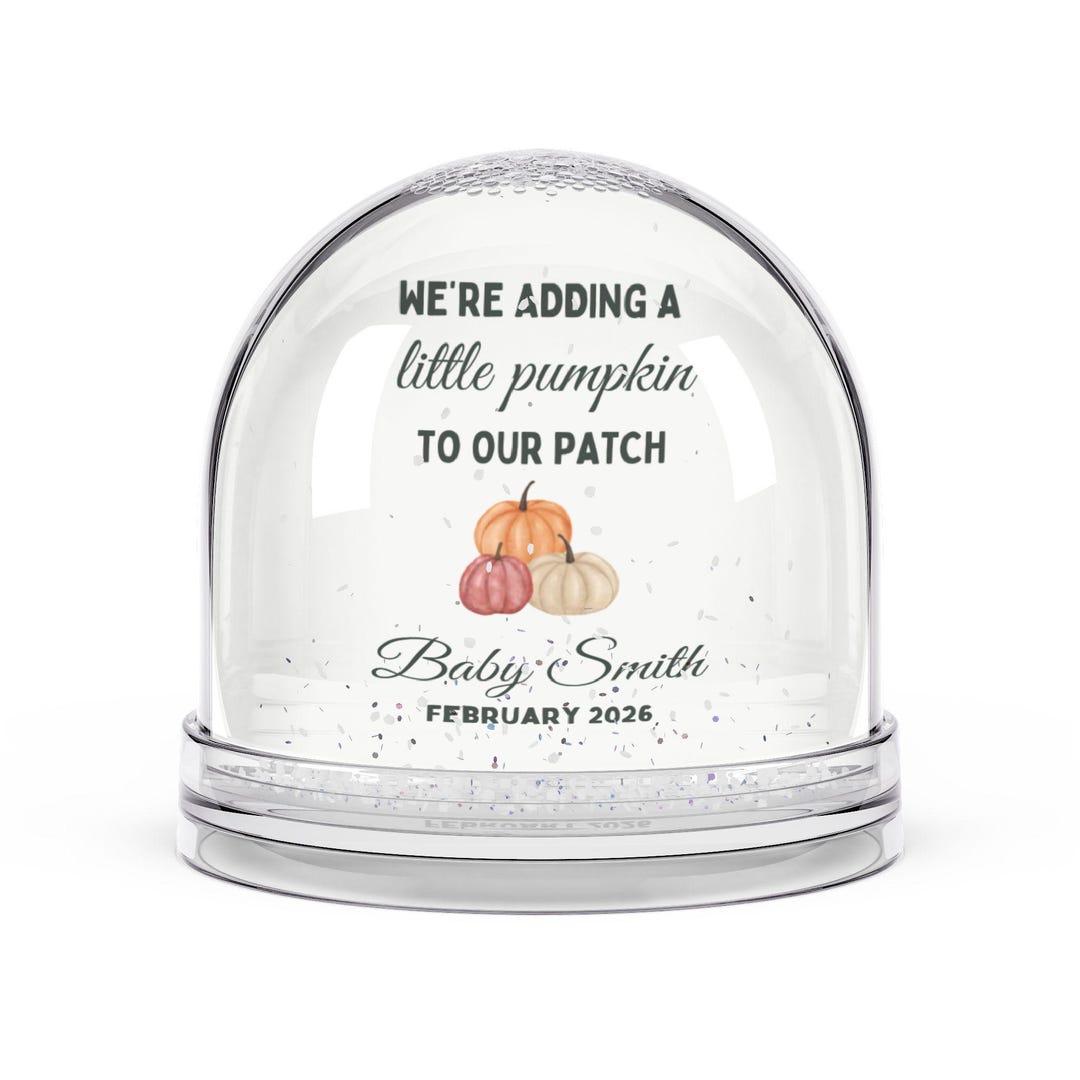 Personalized Baby Announcement Snow Globe, Little Pumpkin, Pregnancy ...