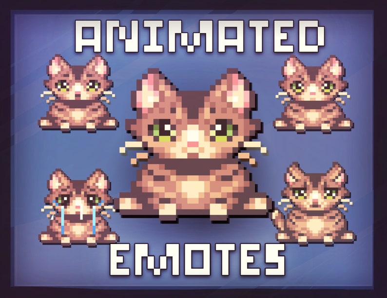 5 Animated Emotes Bundle PIXEL ART CATS Orange Tabby - Etsy