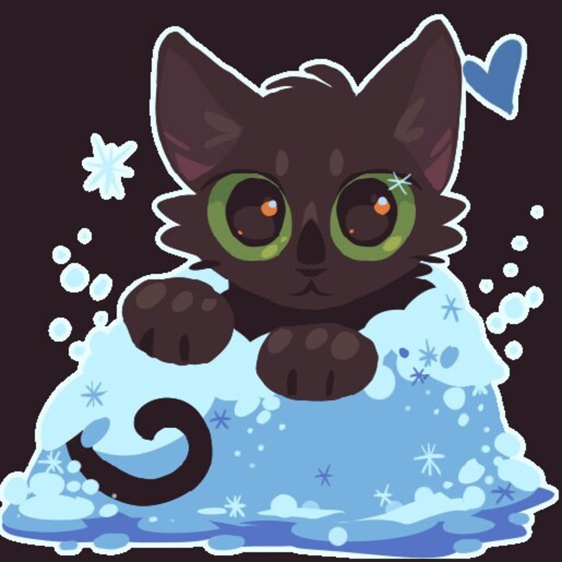 Animated Emote - Black Cat Winter Snow Kitty Cold Love Heart - Twitch ...