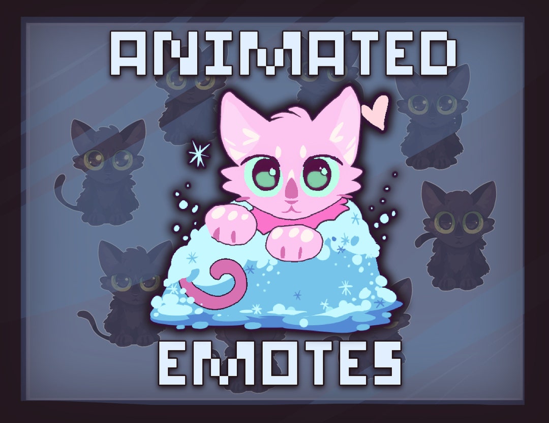 Animated Digital Emote Pastel Pink Cat Winter Snow Kitty - Etsy