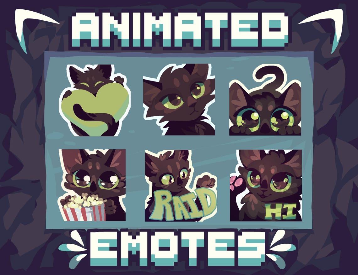 Animated Emote BUNDLE - 6 Black Cats - Twitch Emotes Pack, Kitty ...