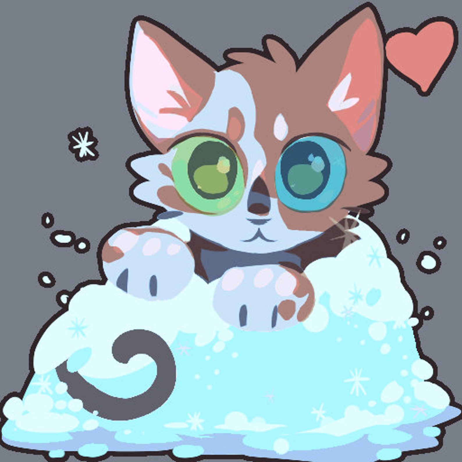 Animated Emote - Calico Cat Winter Snow - Kitty Cold Love Heart-twitch ...