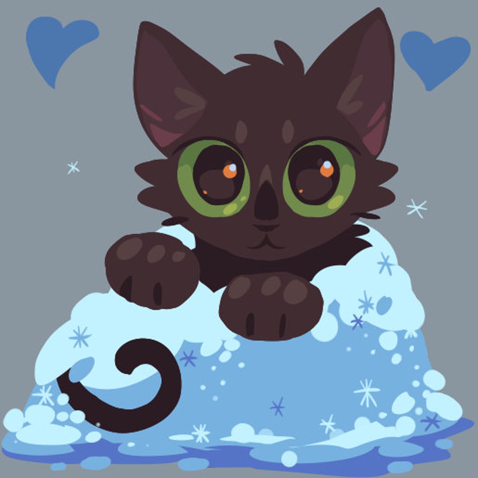 Animated Emote - Black Cat Winter Snow Kitty Cold Love Heart - Twitch ...