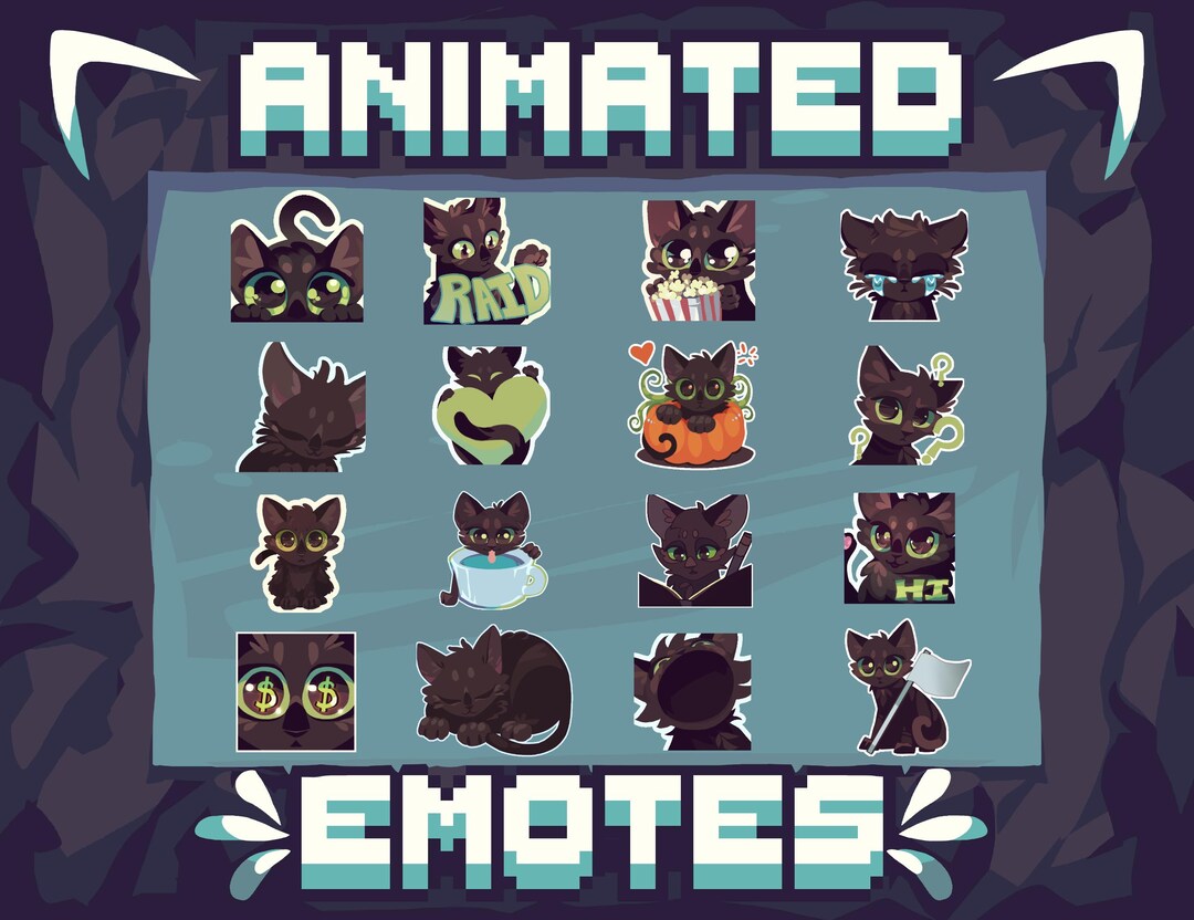 Animated Emote BUNDLE - 16 Black Cats - Lots of Kitten Twitch Emotes ...