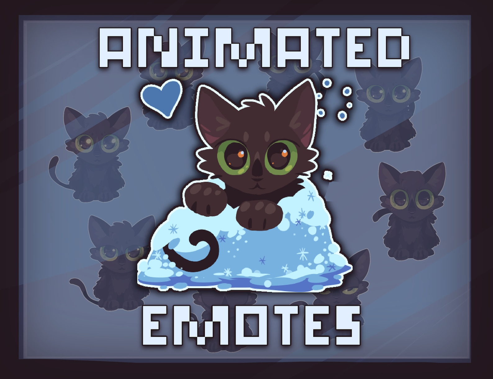 Animated Emote - Black Cat Winter Snow Kitty Cold Love Heart - Twitch ...