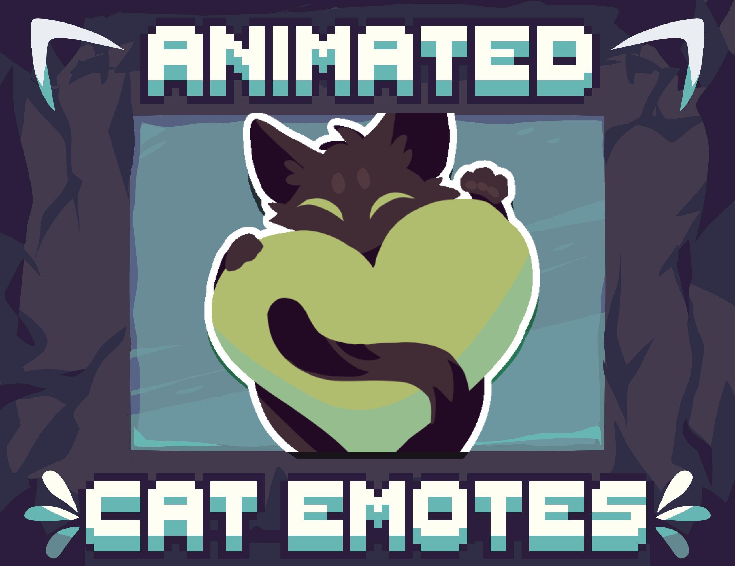 Animated Emote - LOVE Heart - Black Cat - Twitch Emotes, Kitty Discord ...