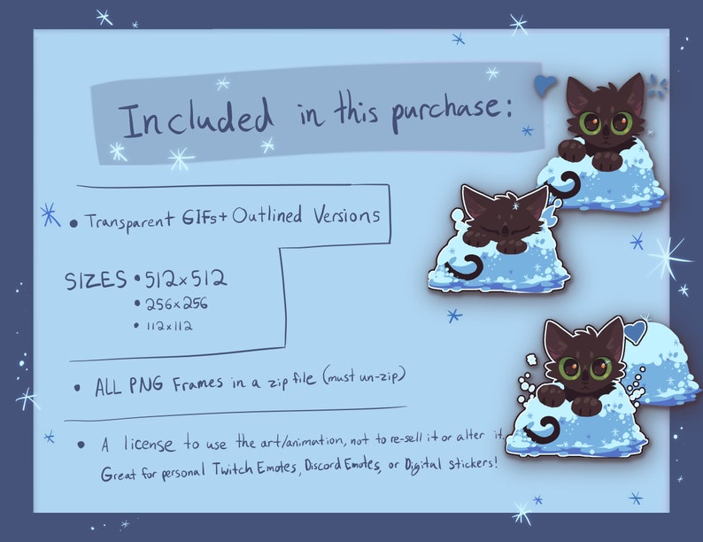 Animated Emote - Black Cat Winter Snow Kitty Cold Love Heart - Twitch ...