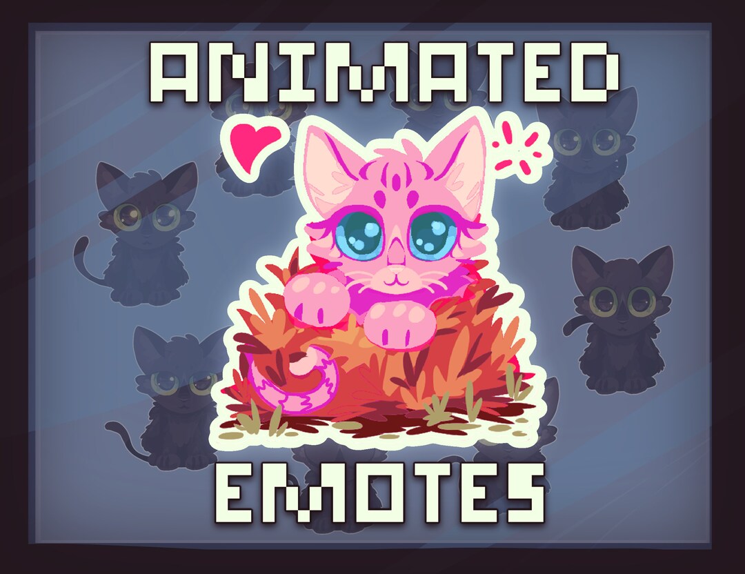 Animated Digital Emote Pastel Pink Cat Autumn Leaves Kitty - Etsy