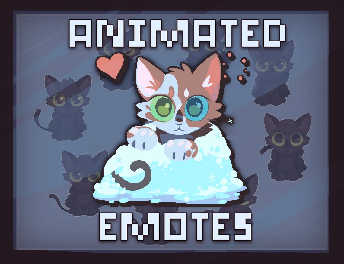 Animated Emote - Calico Cat Winter Snow - Kitty Cold Love Heart-twitch ...