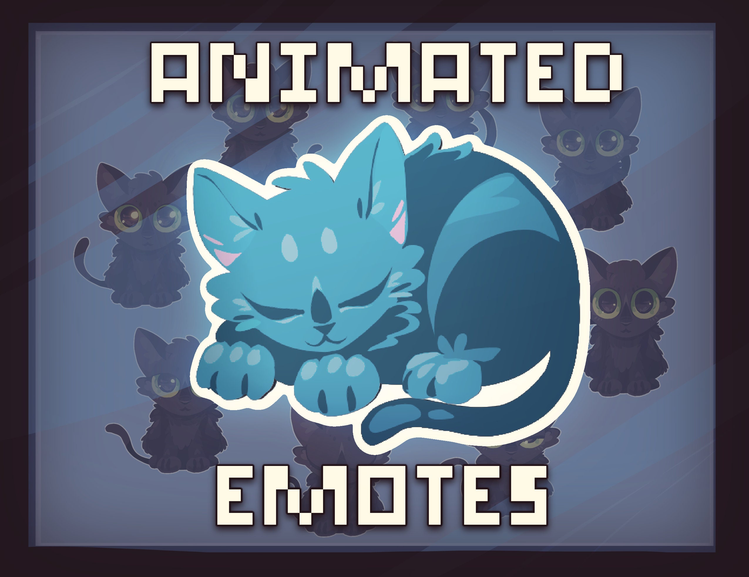 Animated Emote COZY CAT Gray Russian Blue Sleepy Kitty twitch Emotes ...