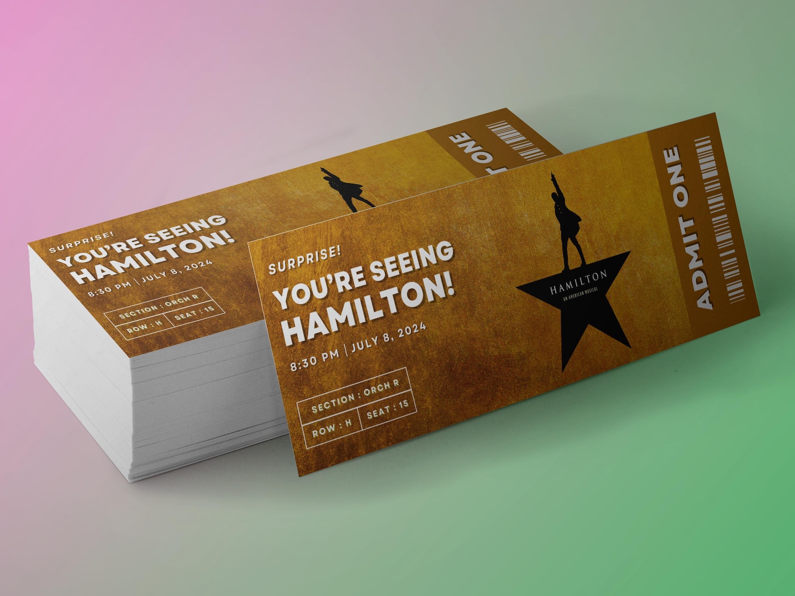 Hamilton Surprise Ticket: Editable Broadway Gift (canva Template) - Etsy