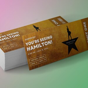 Hamilton Surprise Ticket: Editable Broadway Gift (canva Template) - Etsy