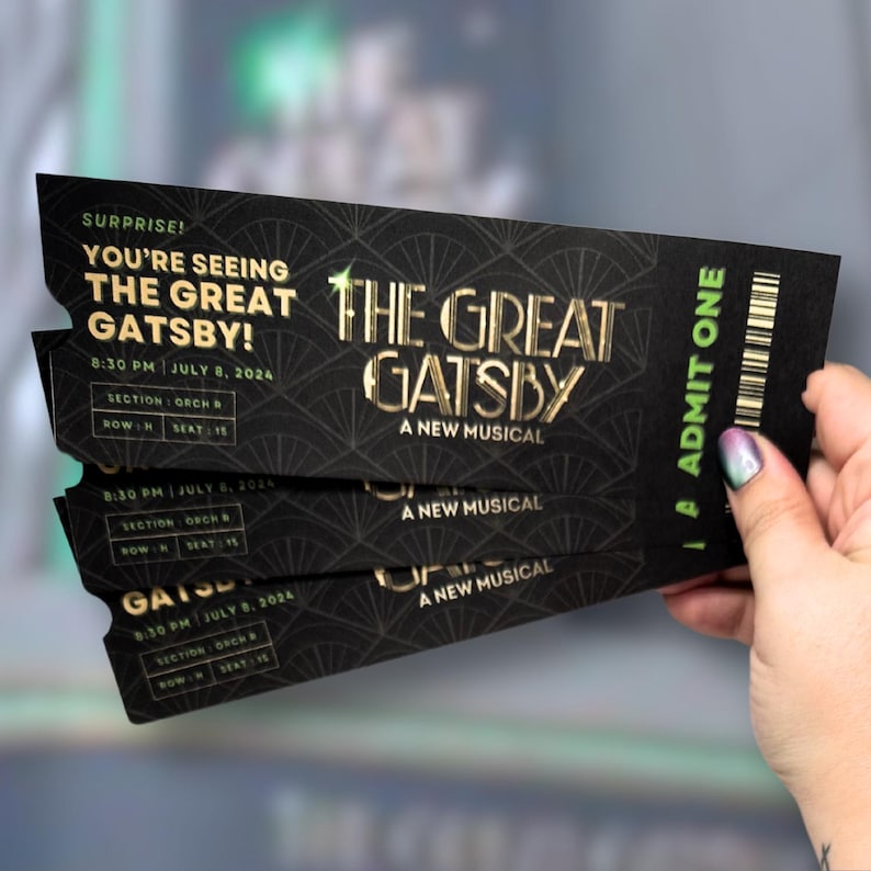 The Great Gatsby Editable Broadway Surprise Ticket, Custom Personalized ...