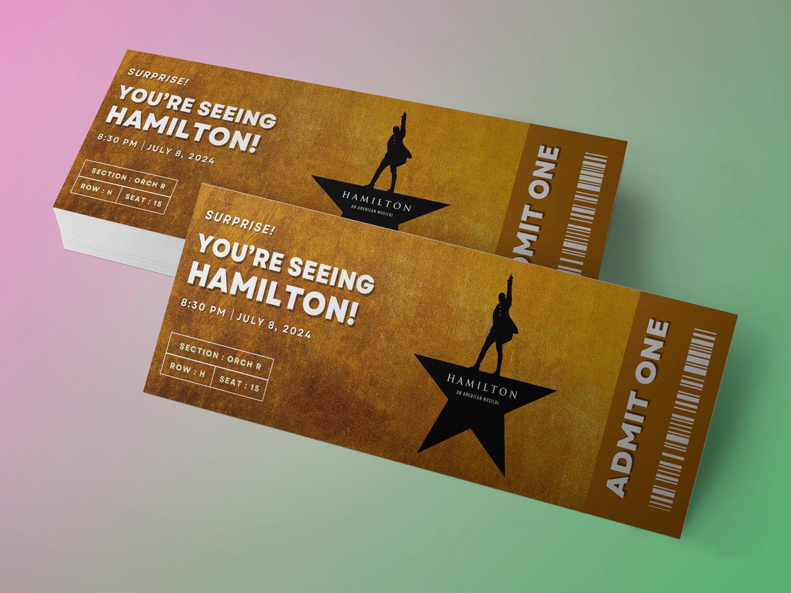 Hamilton Surprise Ticket: Editable Broadway Gift (canva Template) - Etsy