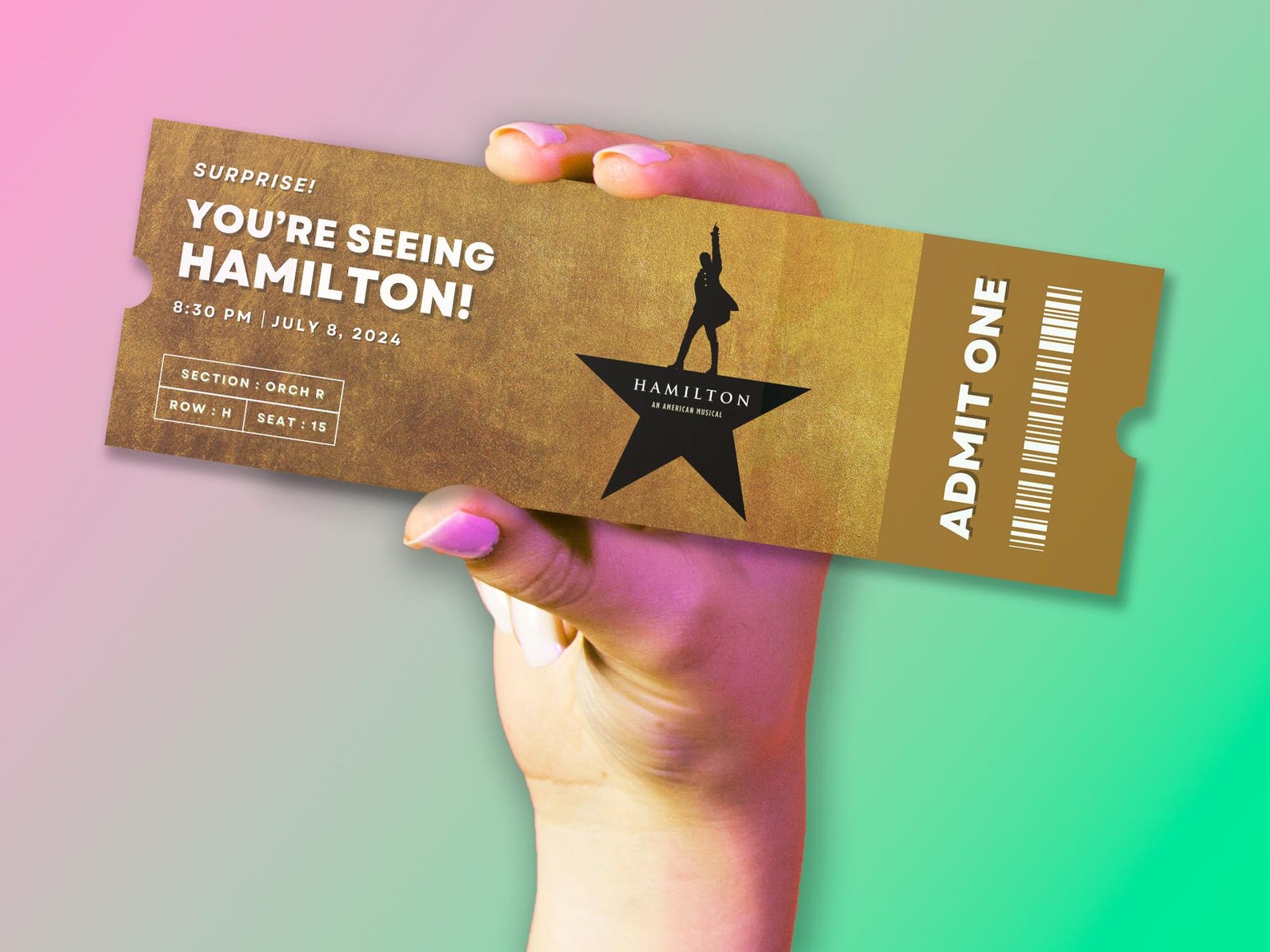 Hamilton Surprise Ticket: Editable Broadway Gift (canva Template) - Etsy