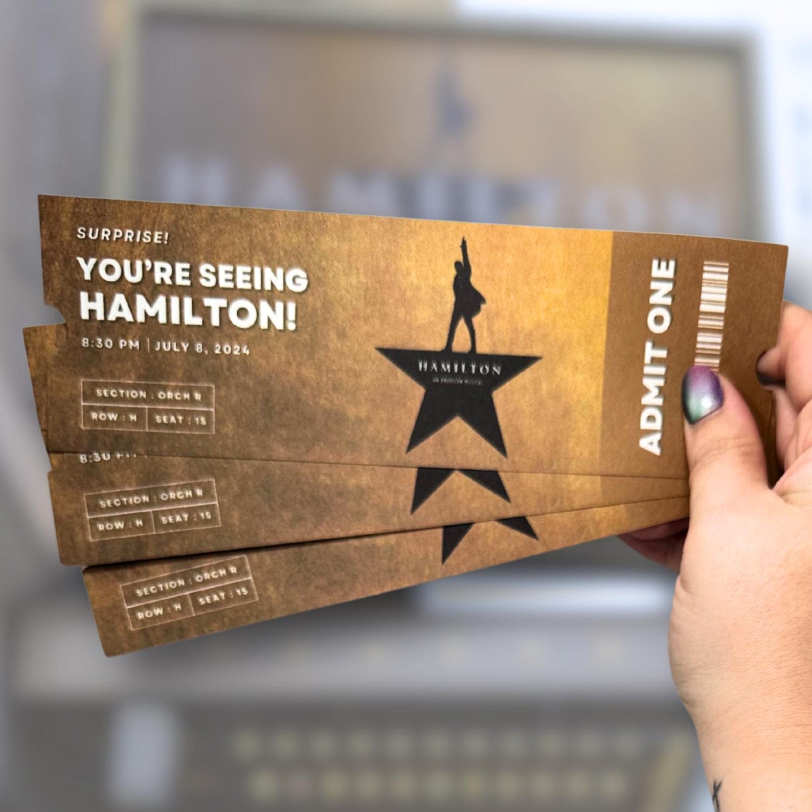 Hamilton Surprise Ticket: Editable Broadway Gift (canva Template) - Etsy