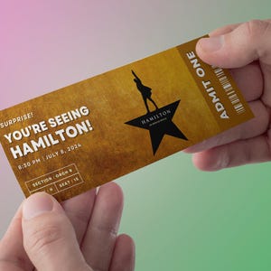 Hamilton Surprise Ticket: Editable Broadway Gift (canva Template) - Etsy